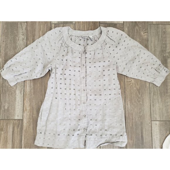 Chico | Tops | Chico Light Gray Linen Blend Blouse With Rhinestone ...